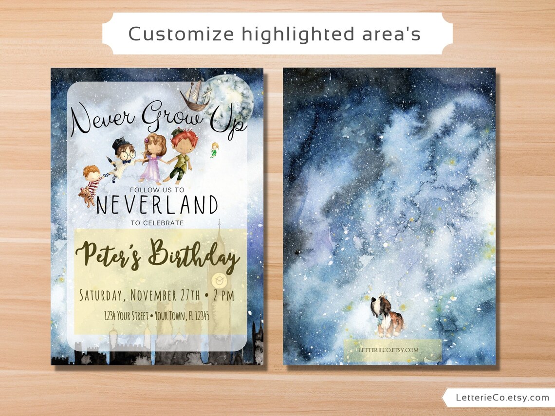 PETER PAN Party Invitation / Birthday Party Invitation / | Etsy