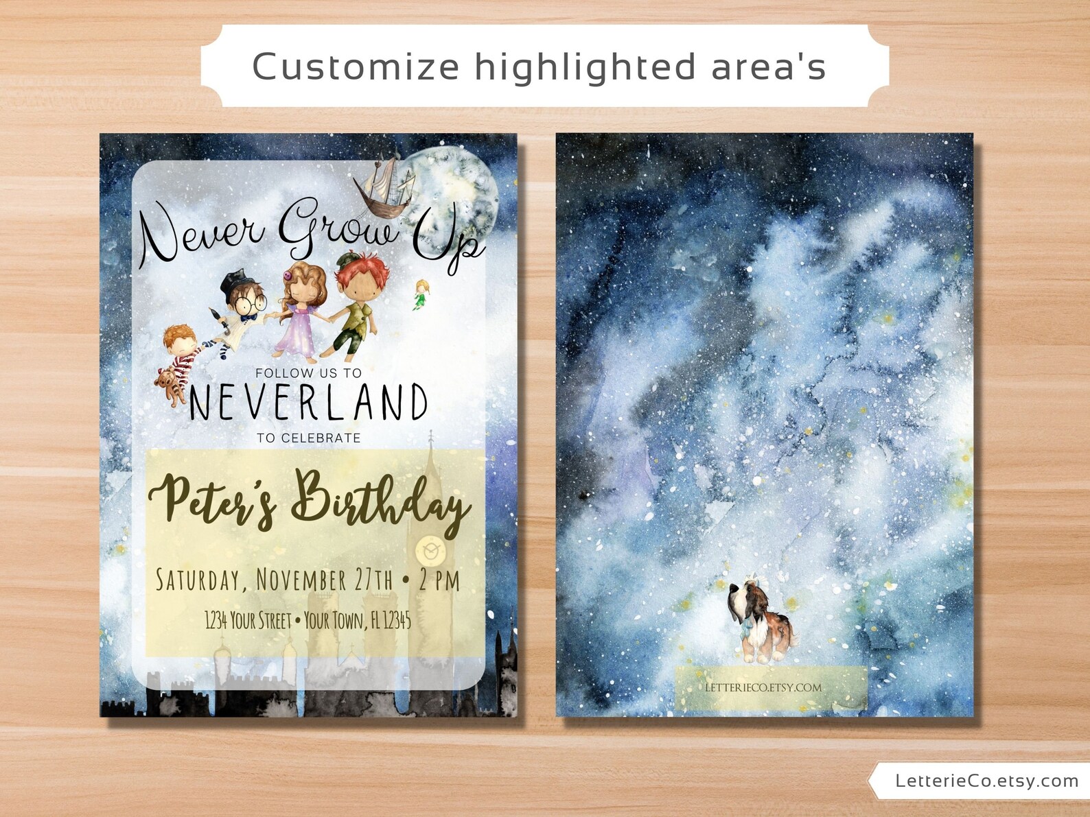 PETER PAN Party Invitation / Birthday Party Invitation / | Etsy