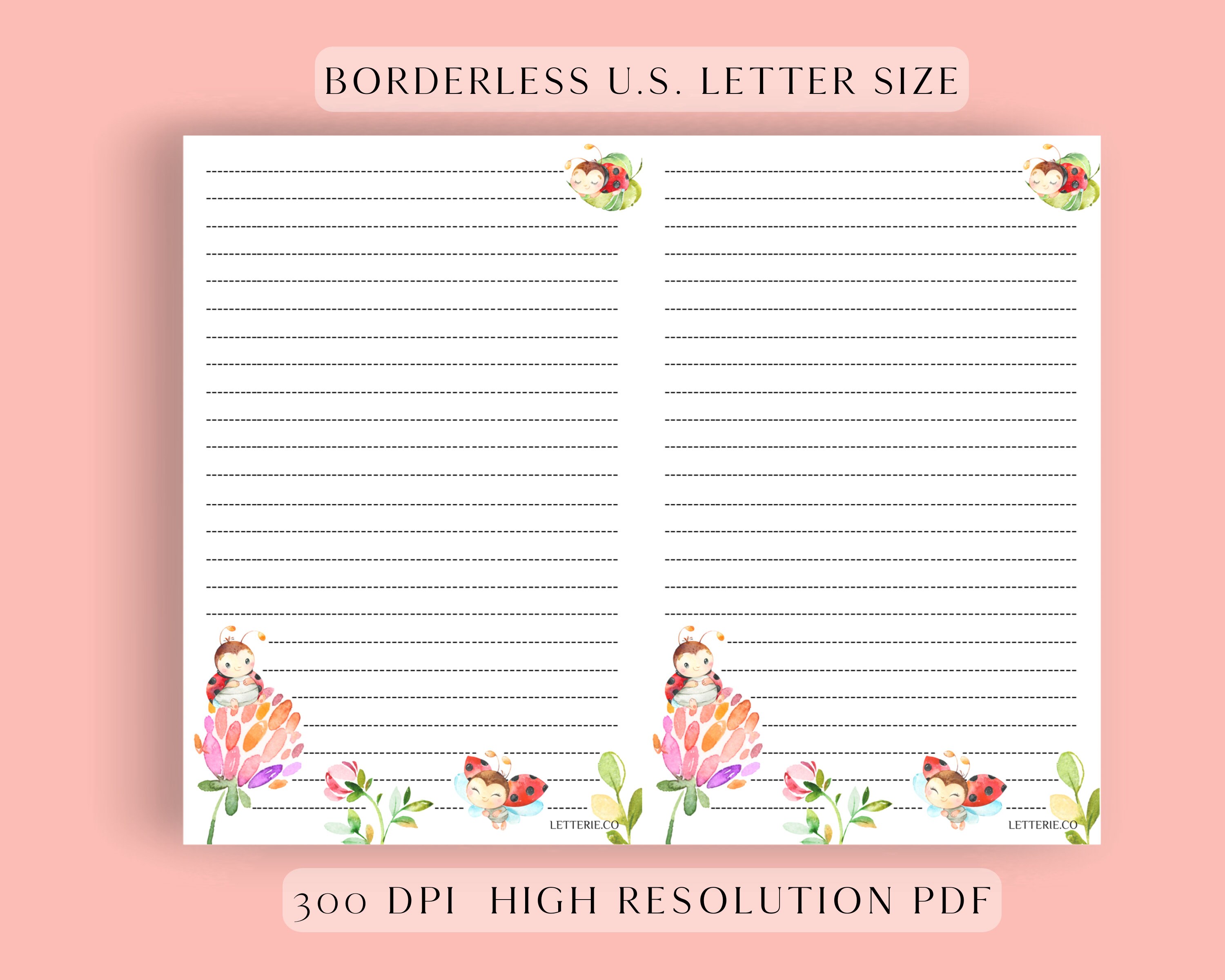 Ladybug Letter Writing Paper / INSTANT DOWNLOAD / Ladybug Stationery ...