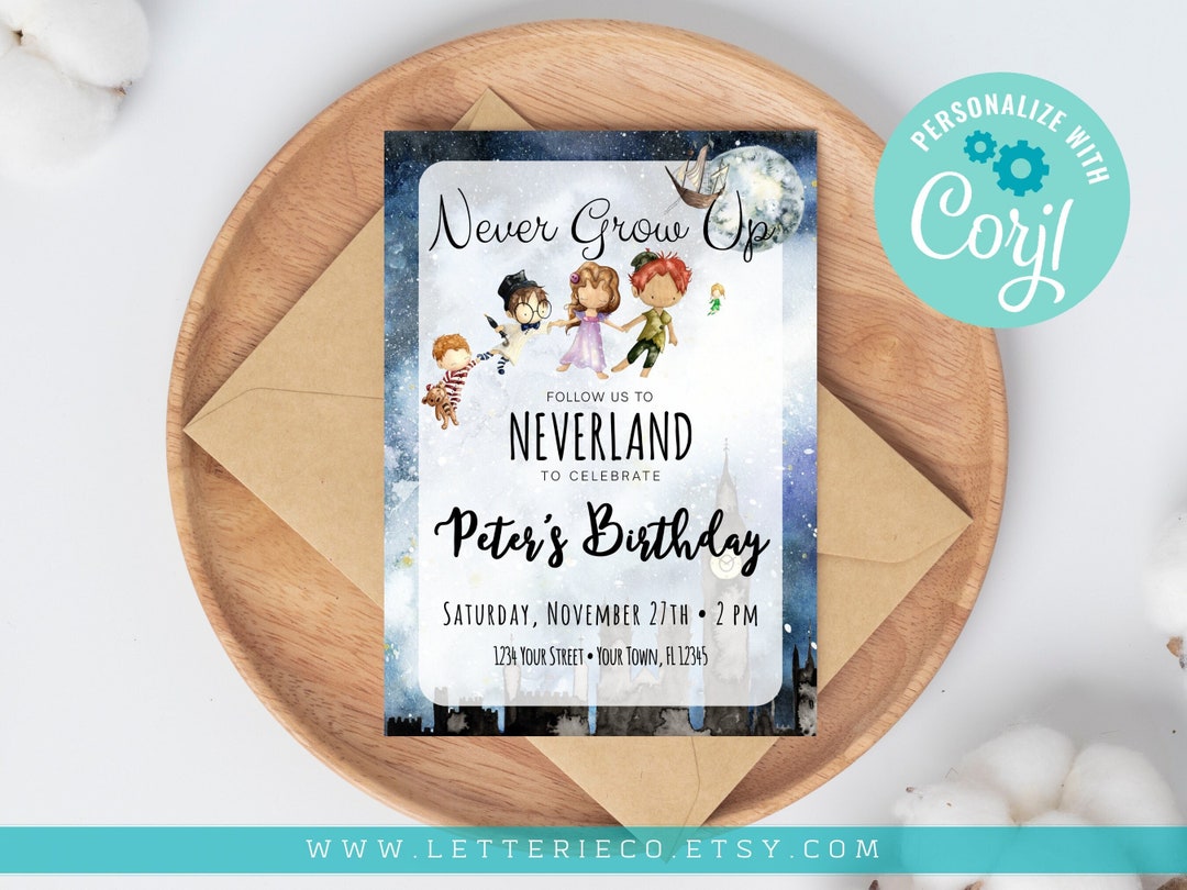 PETER PAN Party Invitation / Birthday Party Invitation / - Etsy