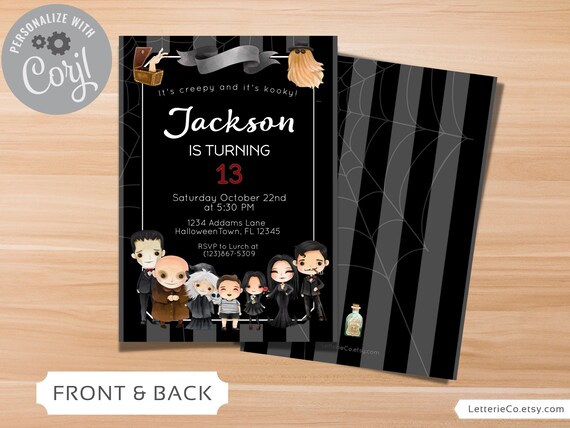 ADDAMS FAMILY Inspired Birthday Invitation / Addams Family - Etsy