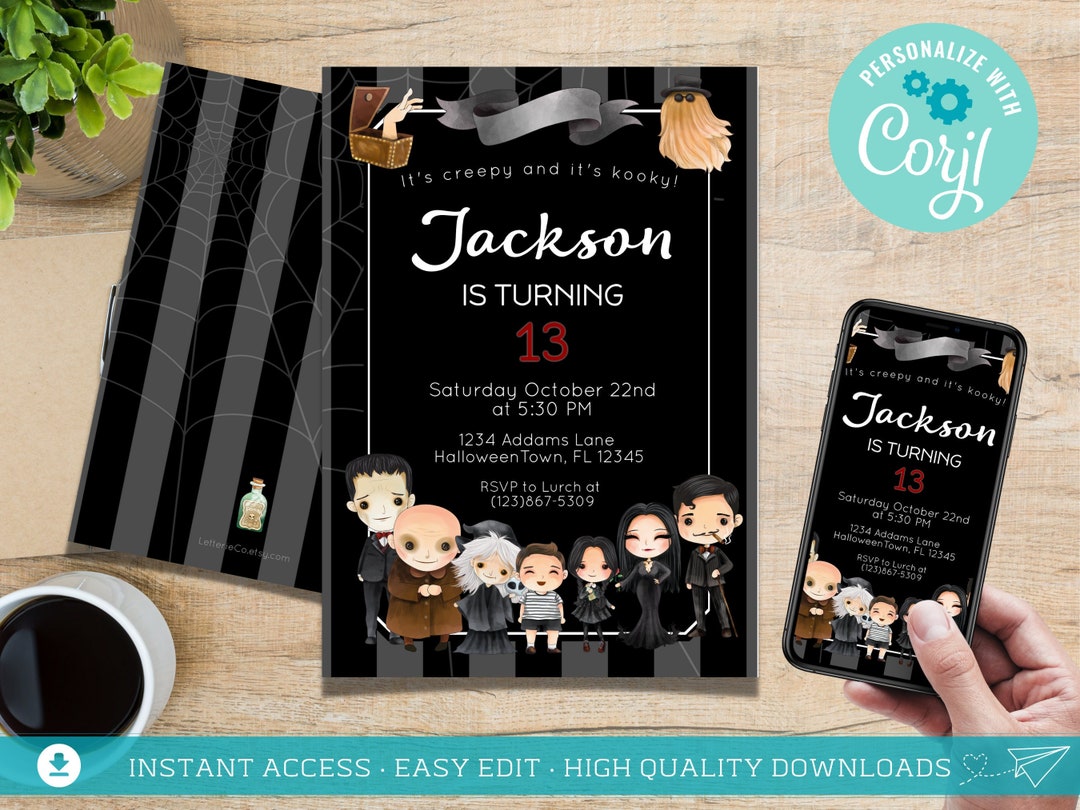 ADDAMS FAMILY Inspired Birthday Invitation / Addams Family Birthday ...