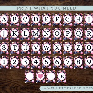 Printable Pink Floral Alphabet Banner / Purple and Pink Floral ...