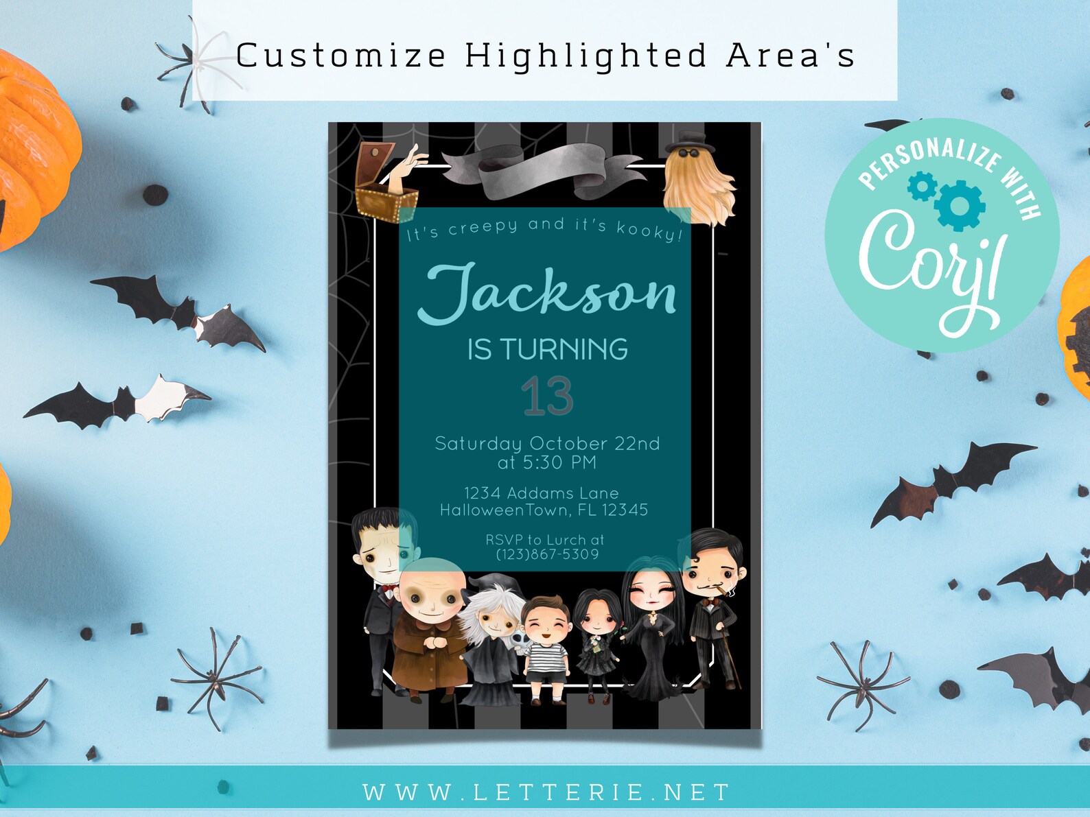 ADDAMS FAMILY Inspired Birthday Invitation / Addams Family Birthday ...