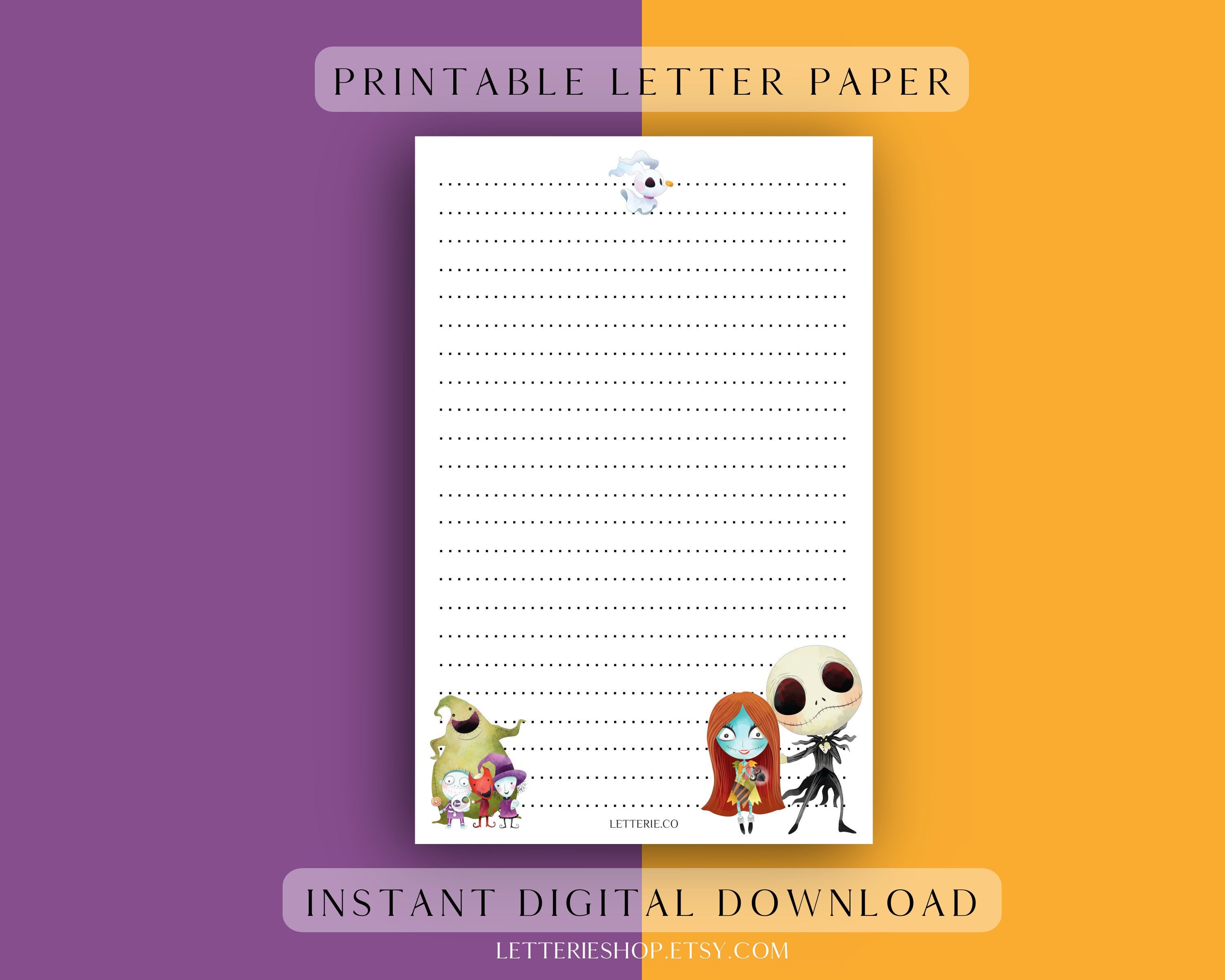 NIGHTMARE BEFORE CHRISTMAS / Letter Writing Paper / Instant - Etsy