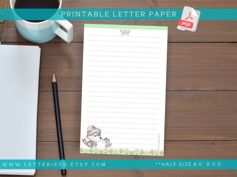 PRINTABLE STATIONERY / Wolf Letter Writing Paper / Mommy and Me Grey ...