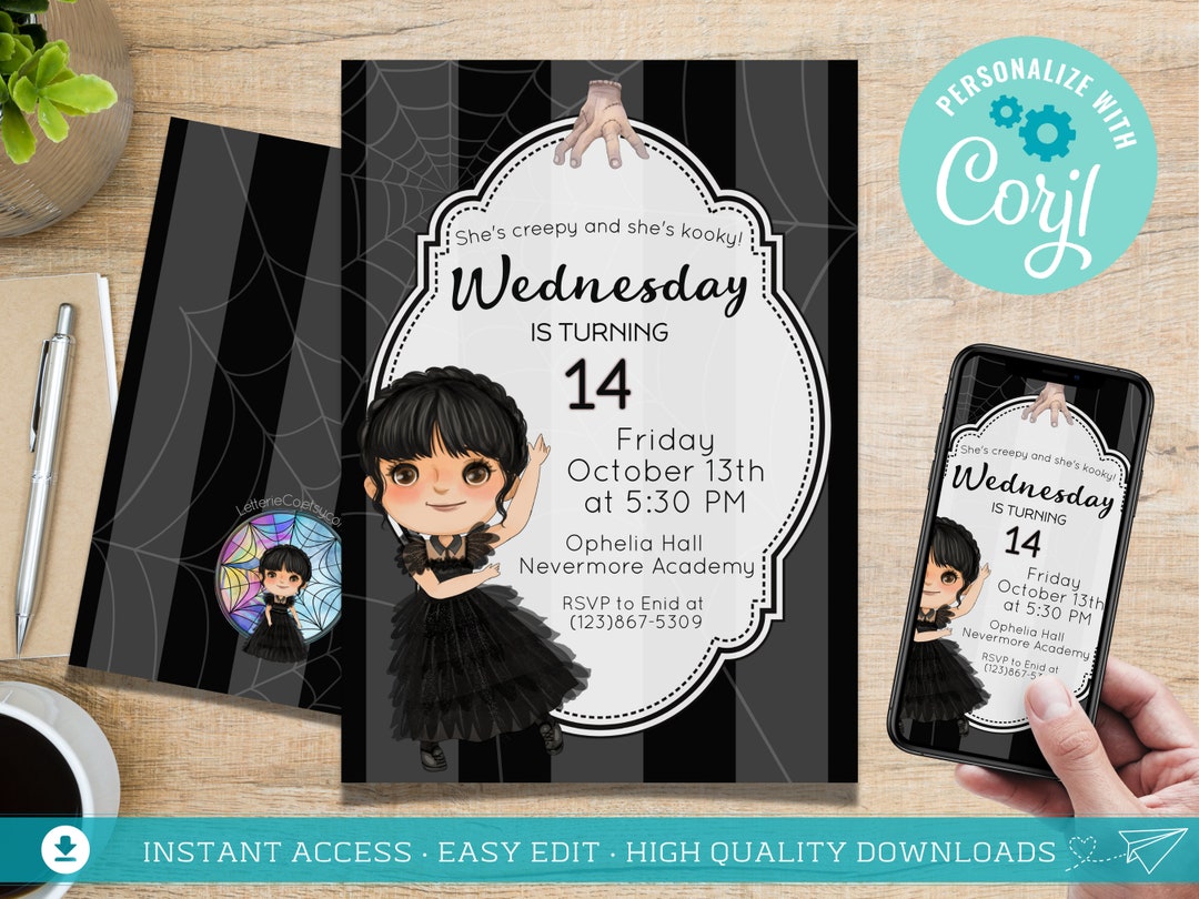 WEDNESDAY ADDAMS Inspired Birthday Invitation Addams Family Etsy Sweden