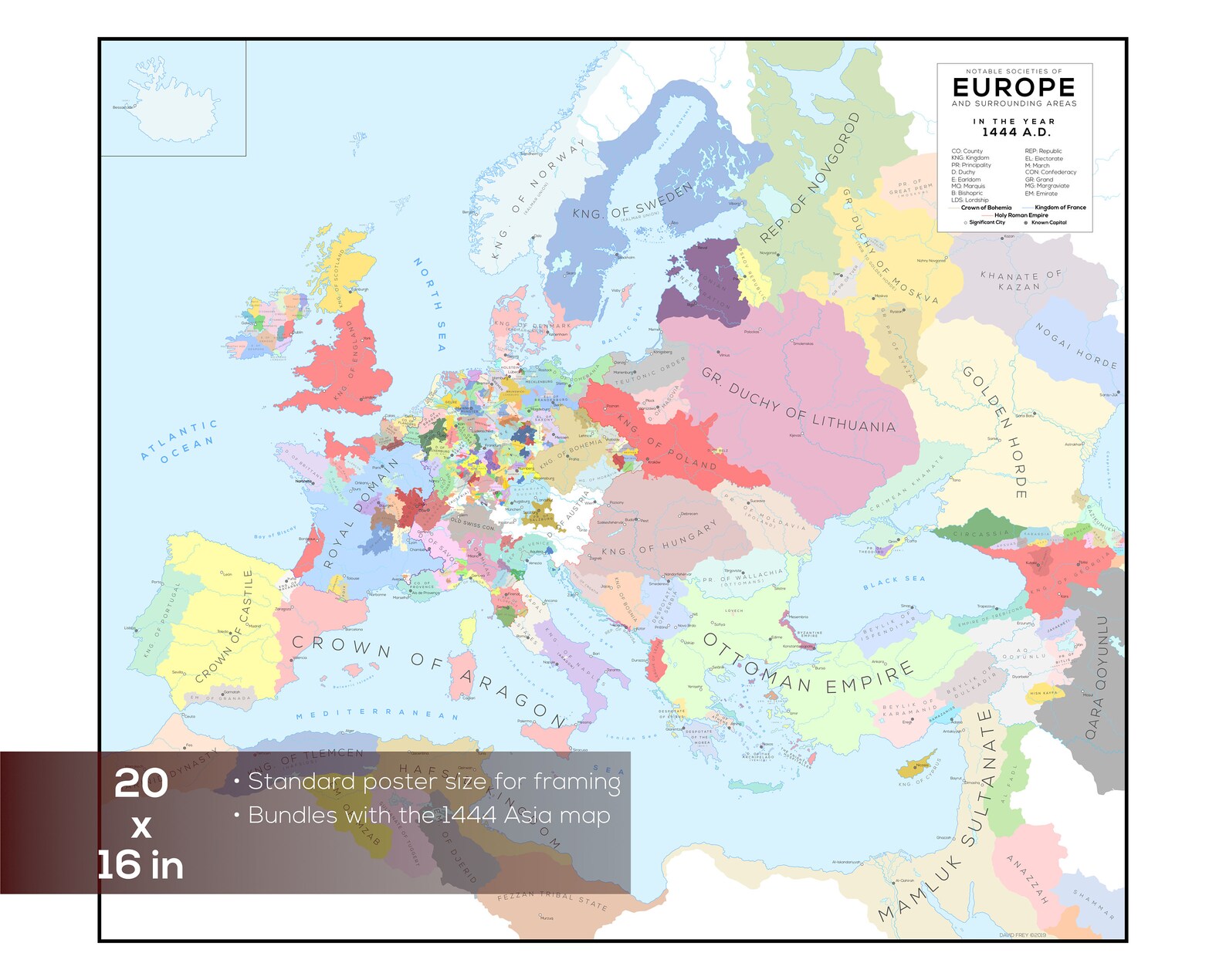 Map of Europe in 1444 - Etsy