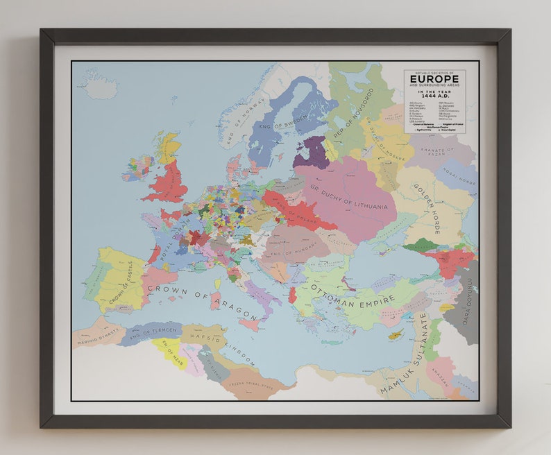 Map of Europe in 1444 | Etsy
