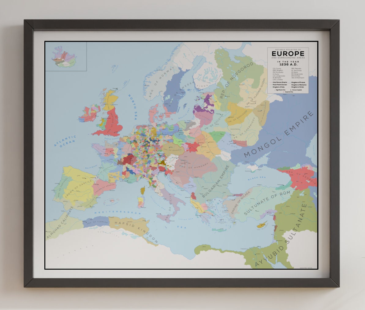 Map of Europe in 1236 - Etsy