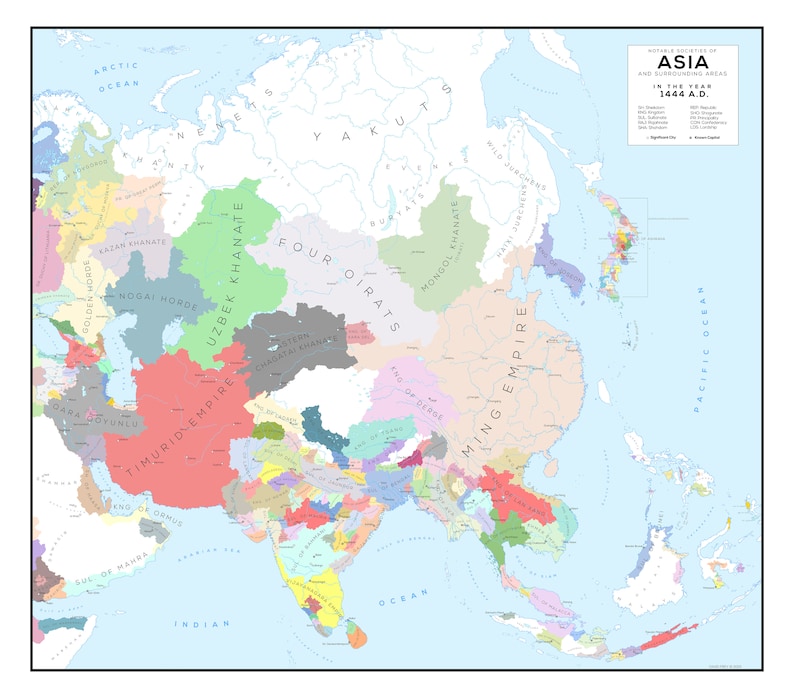 Map of Europe in 1444 - Etsy