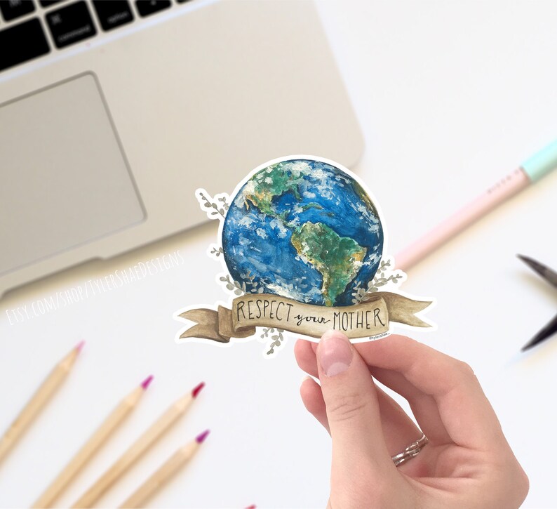 Watercolor Mother Earth Sticker Respect Your Mother Laptop - Etsy