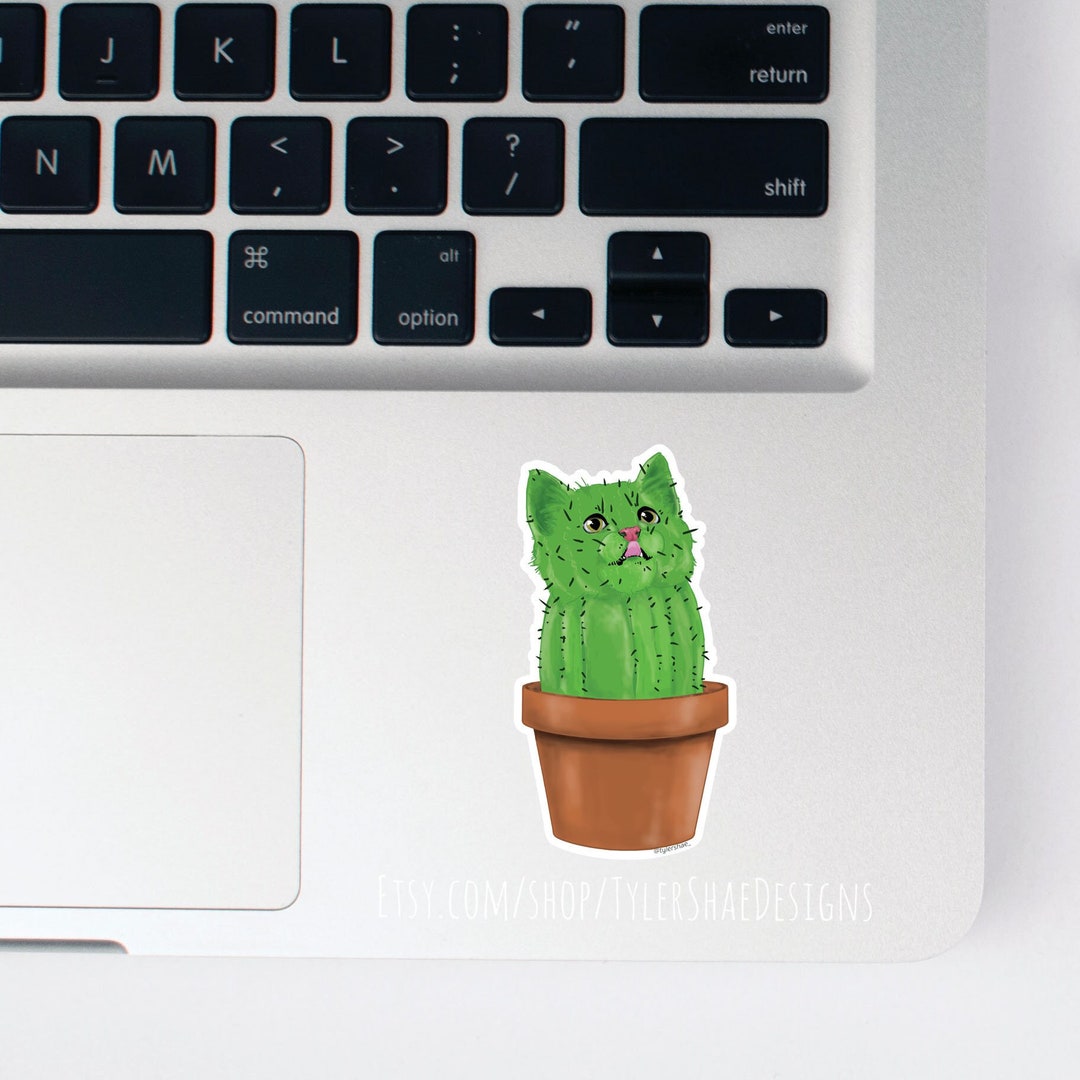 Cactus Cat Sticker, Catcus, Cute, Funny Cat Meme Stickers, Laptop ...