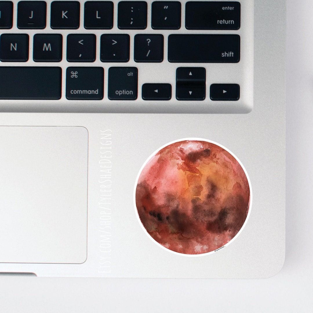Watercolor Planet Mars Sticker, Space Stickers, Laptop Stickers, Decals ...