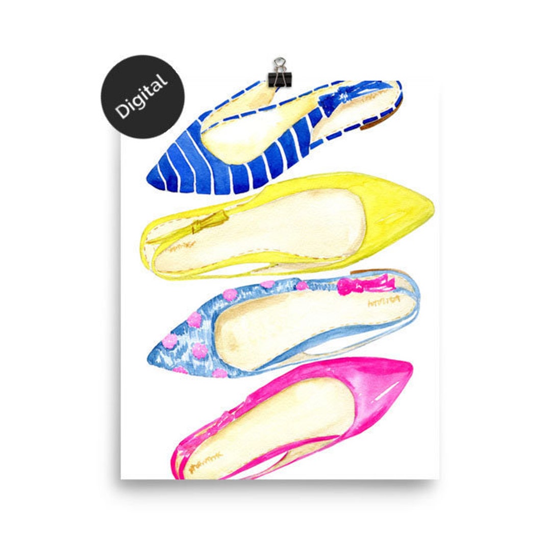 DIGITAL Download—shoes—printable Fashion Illustration—watercolor ...