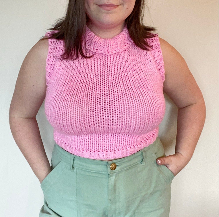 She’s so Lucky Crop Vest Knitting Pattern – Bulky Yarn Scrappy Tank Top ...
