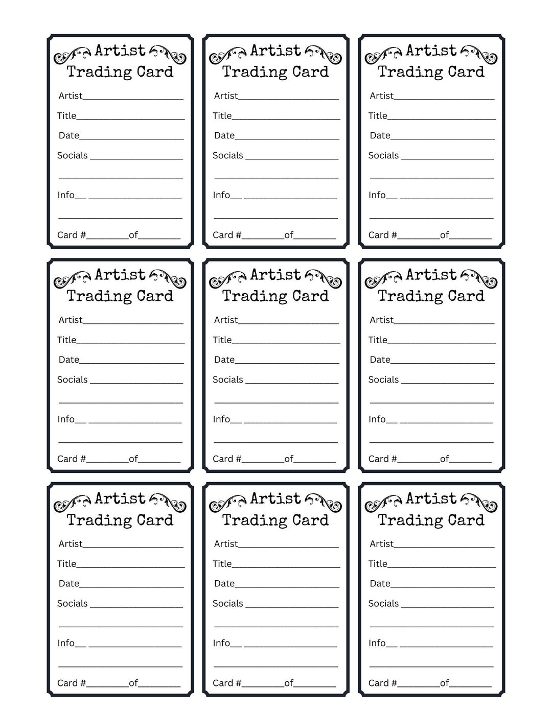 Backing and Title Card for ATC Artist Trading Card - Etsy