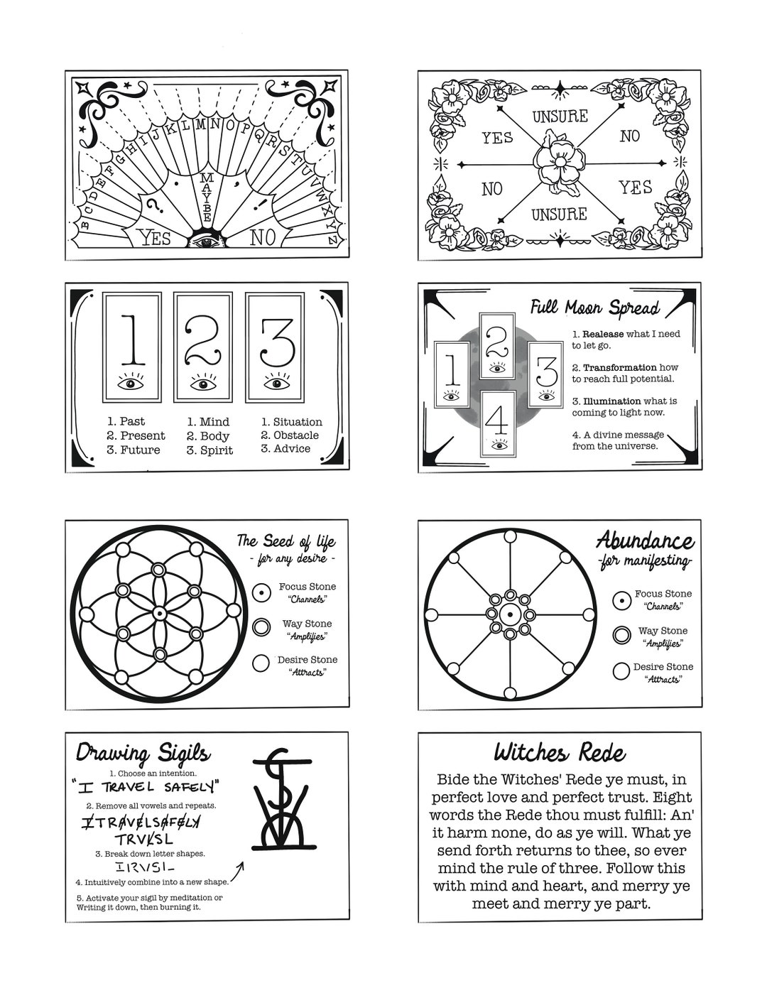 Witches Mini Travel Altar Divination Boards for Altoids Tin / Printable ...