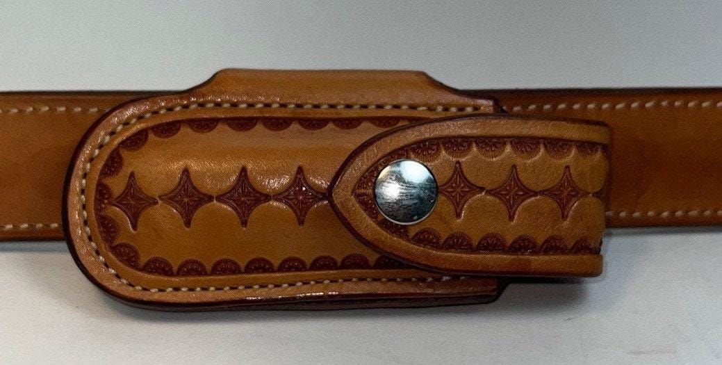 Tooled Horizontall Knife Sheath With Flap - Etsy