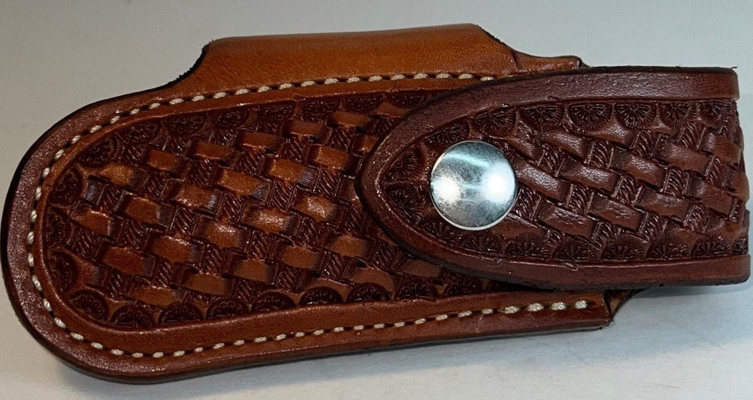 Tooled Horizontall Knife Sheath With Flap - Etsy