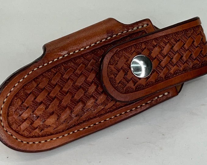 Buck 110 Basketweave Tooled Horizontall Knife Sheath With Flap - Etsy