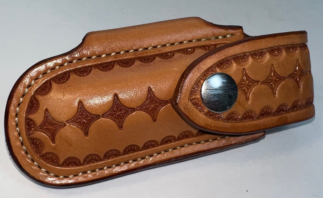 Tooled Horizontall Knife Sheath With Flap - Etsy
