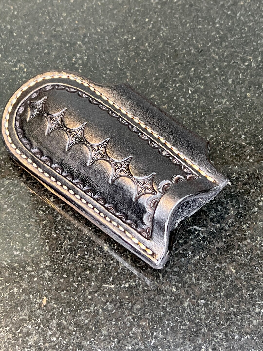 Horizontal Leather Knife Sheath Black Diamond Tooling - Etsy