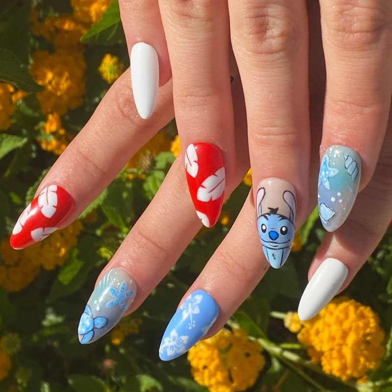 Stitch Acrylic Nails - Etsy