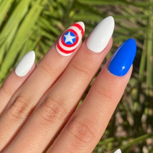 Captain America Winter Soldier Press on Nails | MARVEL | - Etsy