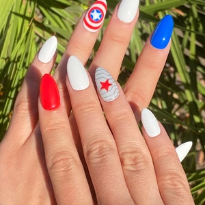 Captain America Winter Soldier Press on Nails | MARVEL | - Etsy