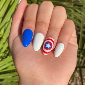 Captain America Winter Soldier Press on Nails | MARVEL | - Etsy