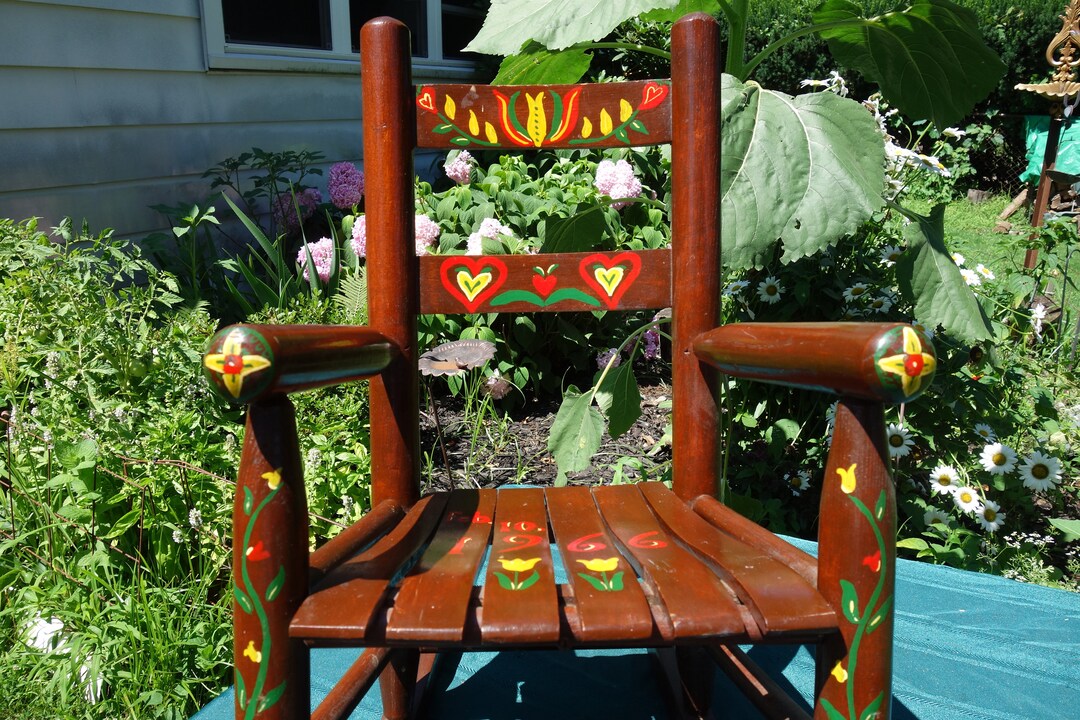 1966 Child's Hand Painted Rocking Chair - Etsy