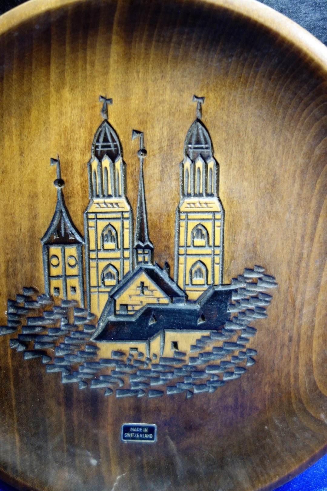 Vintage Swiss Wood Plate - Etsy