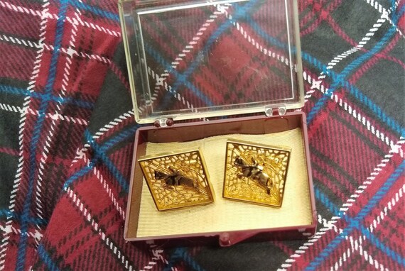 VINTAGE Horse and Rider Cufflinks - Go to the Races i… - Gem