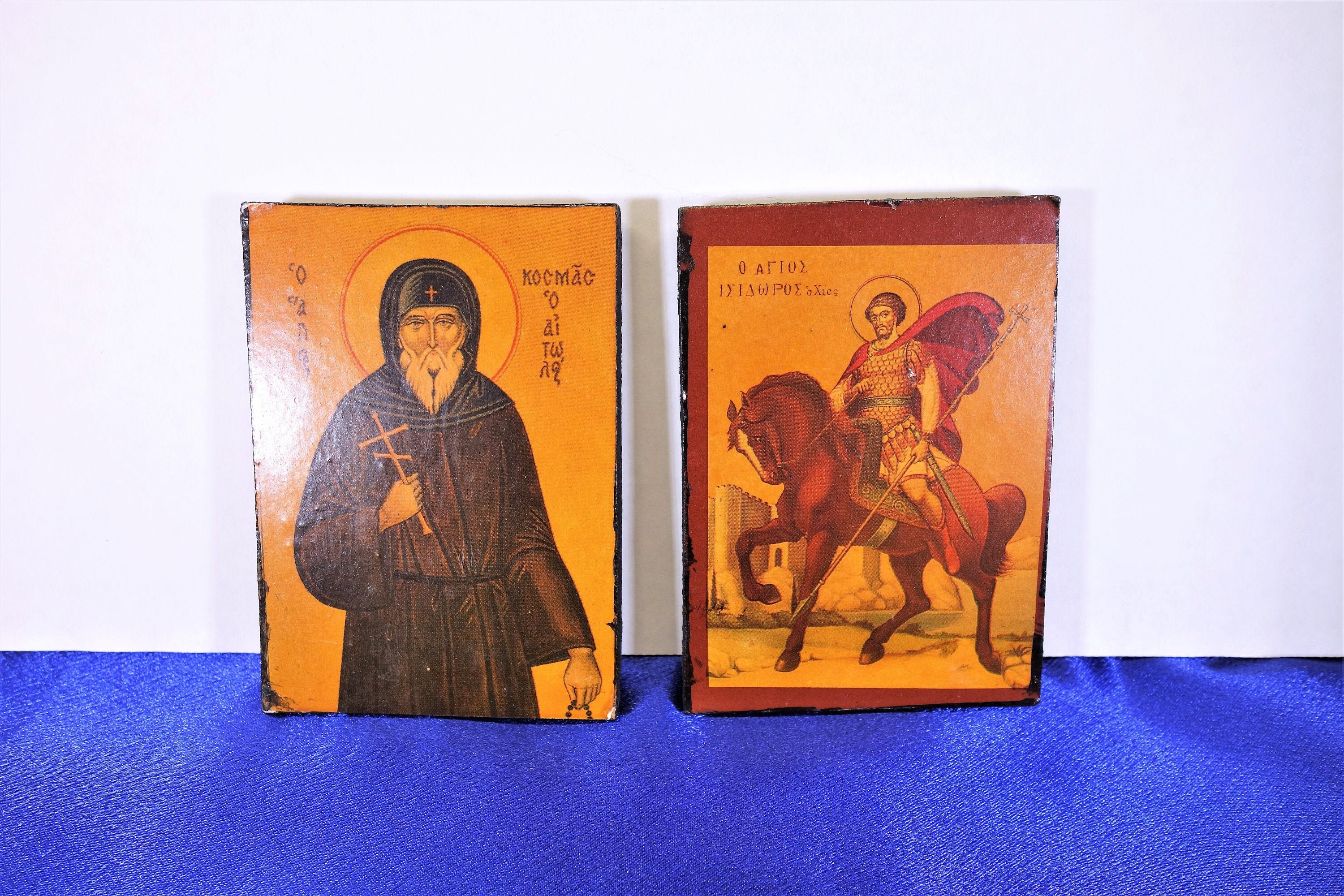 Wood Plaques Isidore of Chios and Cosmas of Aetolia | Etsy
