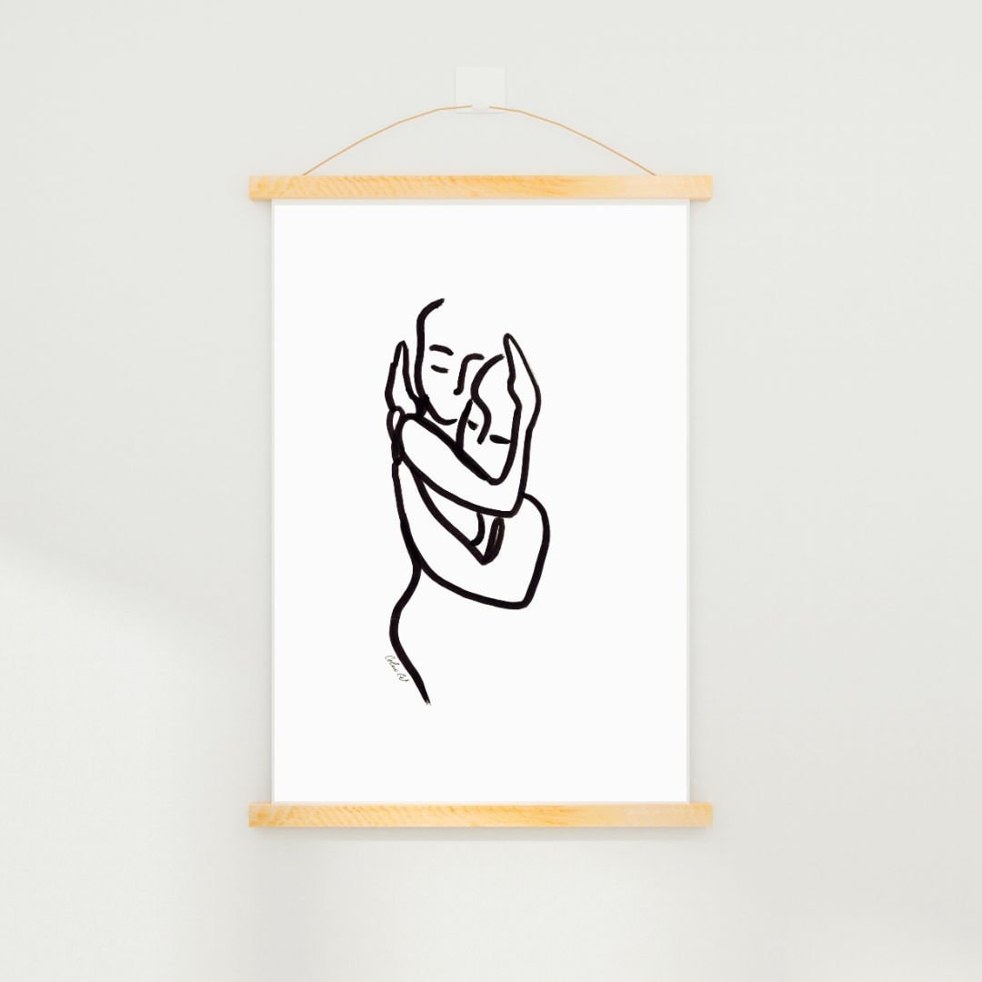 Printable Art, One Line Drawing embrace, Minimalist Sketch - Etsy