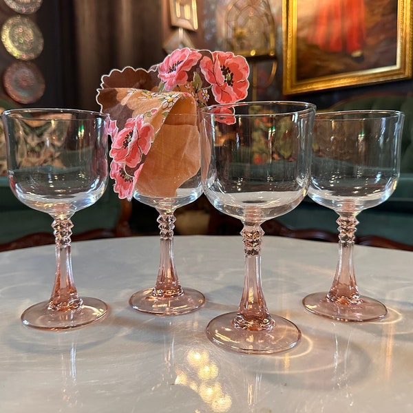 Pink Stemmed Glasses Etsy