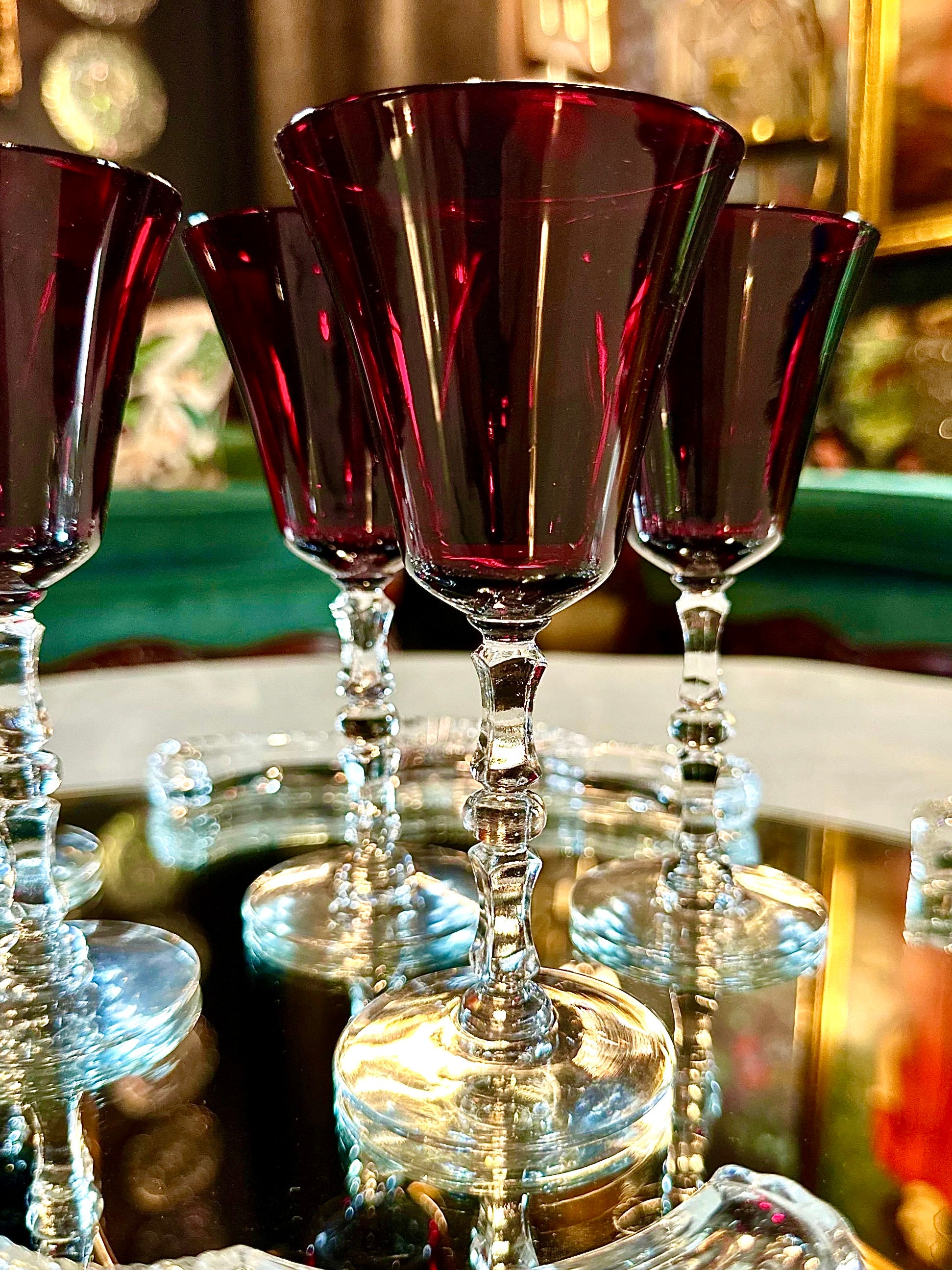 Crystal Ruby Red Vintage Sherry Wine Glasses - Etsy
