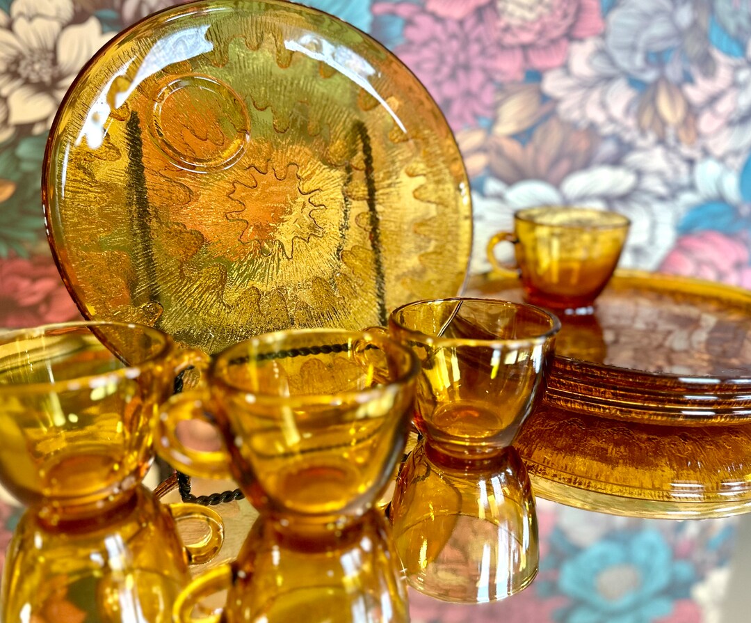 Indiana Glass Amber Snack Plates- Set of 4 - Etsy