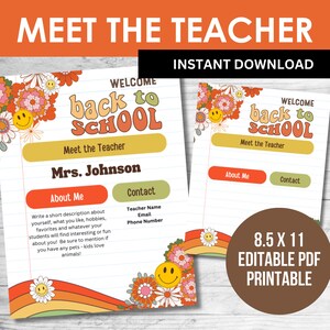 Meet the Teacher Editable Template, Groovy Retro Back to School ...