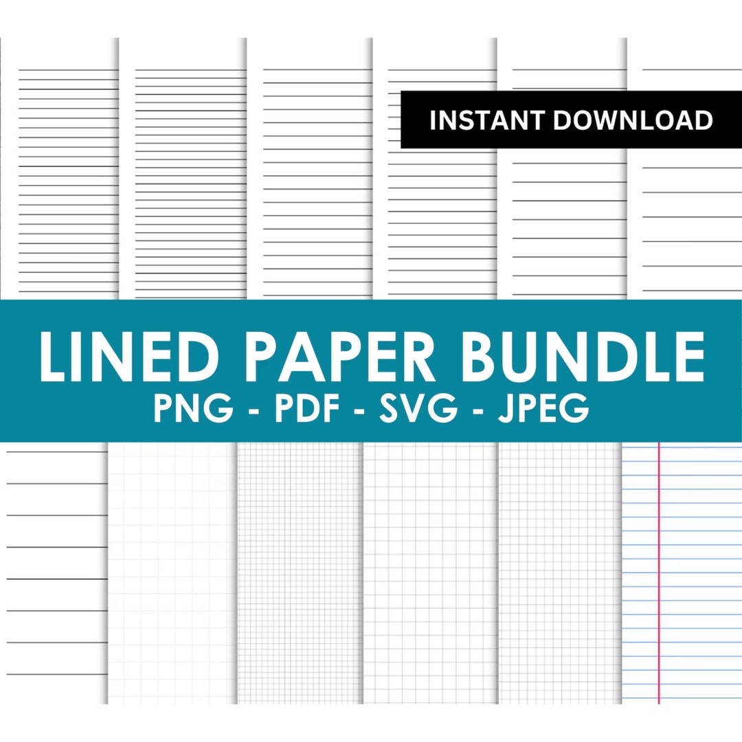 Printable Lined Paper Bundle, Wide Rule College Rule, Notebook Lined ...