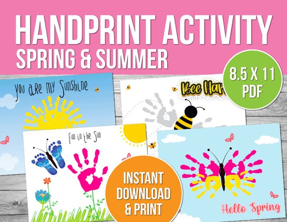 Spring Handprint Activity Printable Keepsake Art Spring | Etsy