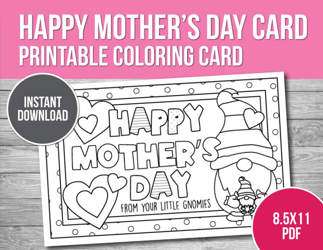 Mother's Day Printable Coloring Card Mother's Day - Etsy