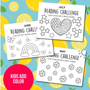 Kids Reading Challenge: Coloring Activity, Printable Tracker (PDF) - Etsy