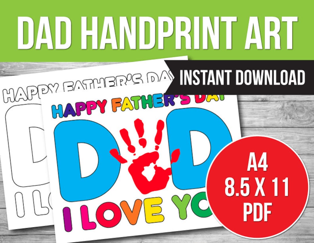 Father's Day Handprint Art Gift for Dad, Printable Keepsake Art, Father ...