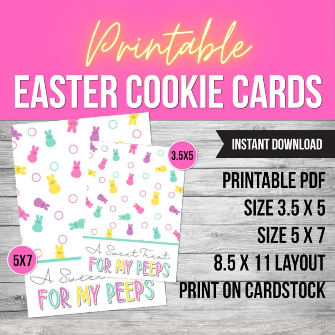 Easter Cookie Card Printable PDF, Easter Cookie Tag, Easter PYO Cookie ...