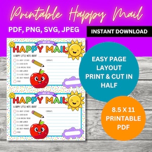 Printable Teacher Happy Mail Notes: Classroom Postcard (PDF) - Etsy