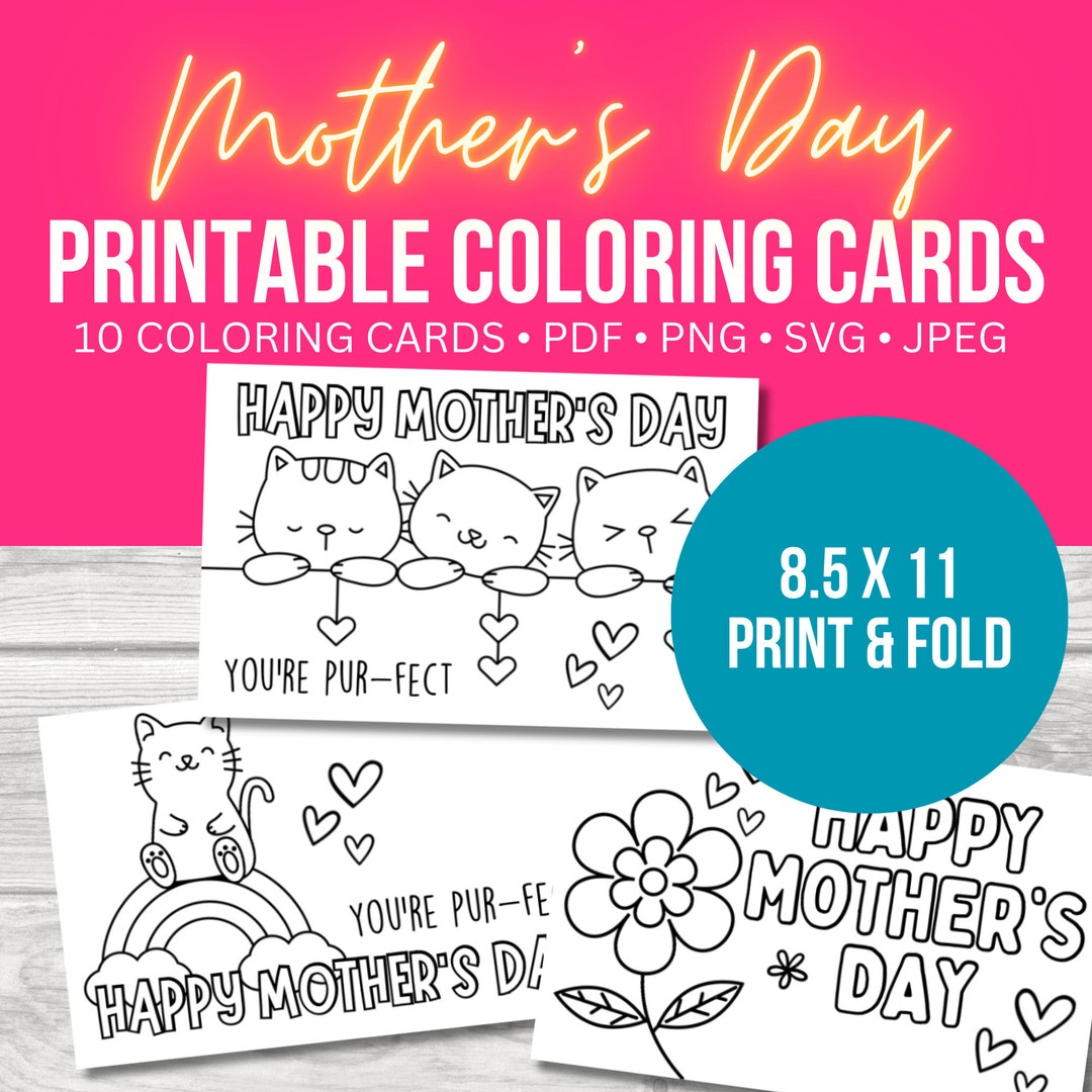 Mother's Day Coloring Cards: Printable Mega Bundle (PDF) - Etsy