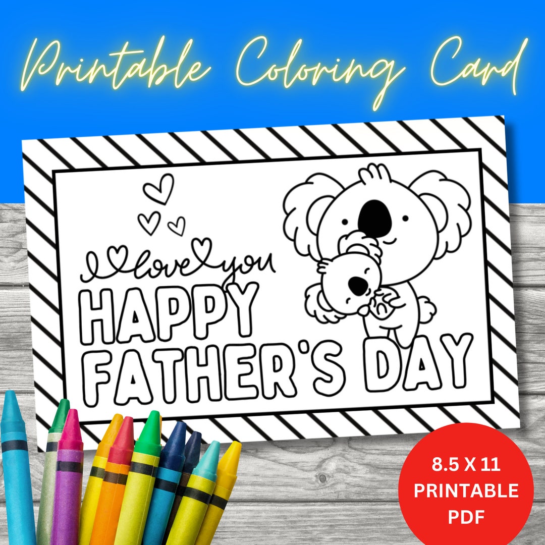 Printable Fathers Day Card, Coloring Card, Color Your Own Happy Fathers ...