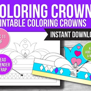 Printable Coloring Crowns for Kids, Party Craft (PDF Pattern) - Etsy